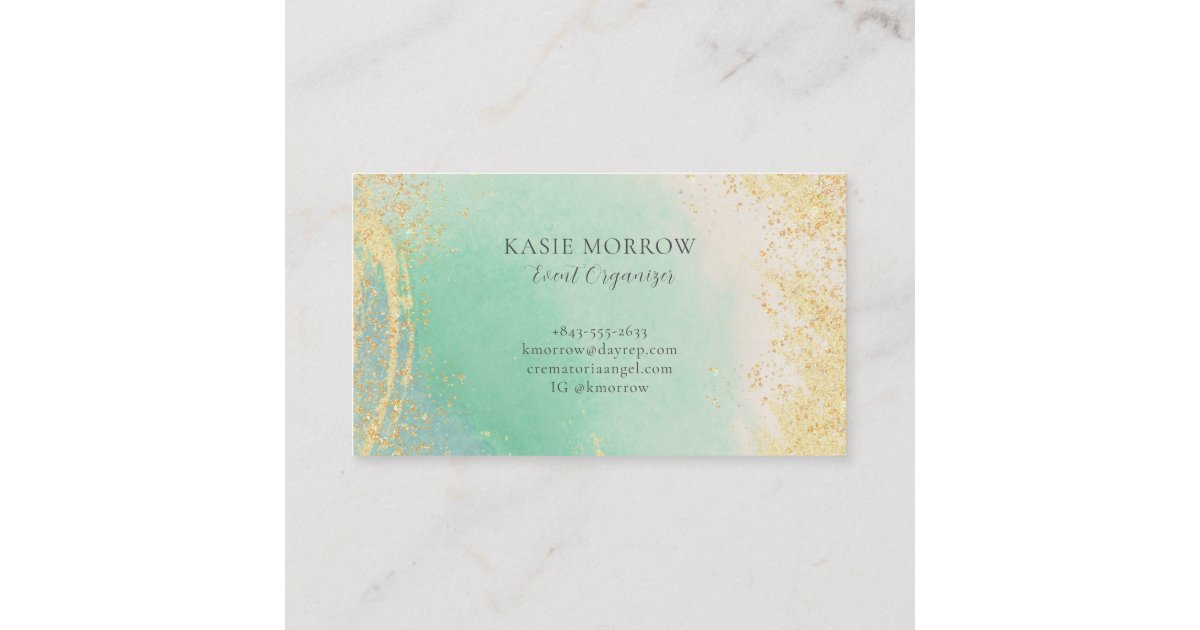 Elegant Teal Gold Business Card | Zazzle