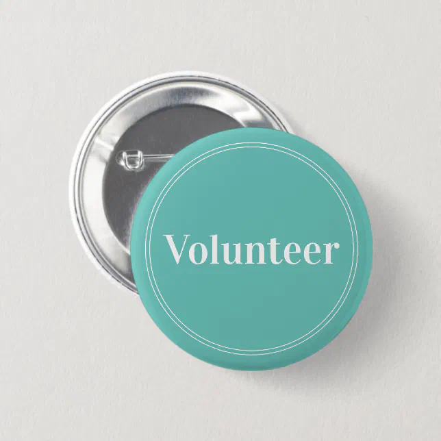 Elegant Teal Green Pin-back Volunteer Buttons | Zazzle