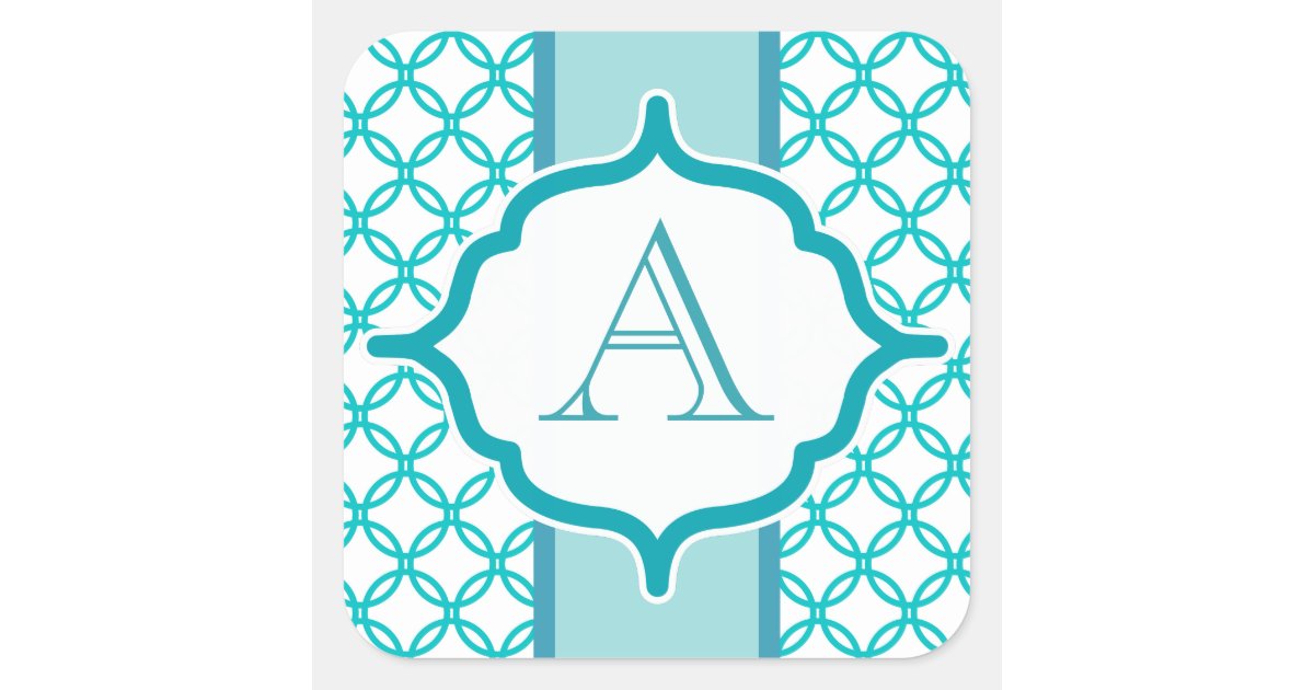 Elegant Teal Monogram Stickers | Zazzle