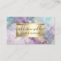 Elegant Teal Purple And Gold Watercolor Marble QR Business Card | Zazzle