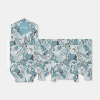 Elegant Teal & White Floral Tent Favor Box | Zazzle