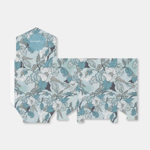 Elegant Teal & White Floral Tent Favor Box | Zazzle