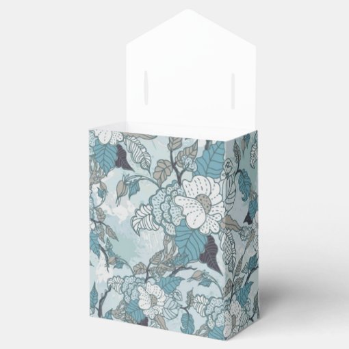 Elegant Teal & White Floral Tent Favor Box | Zazzle