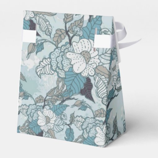Elegant Teal & White Floral Tent Favor Box | Zazzle