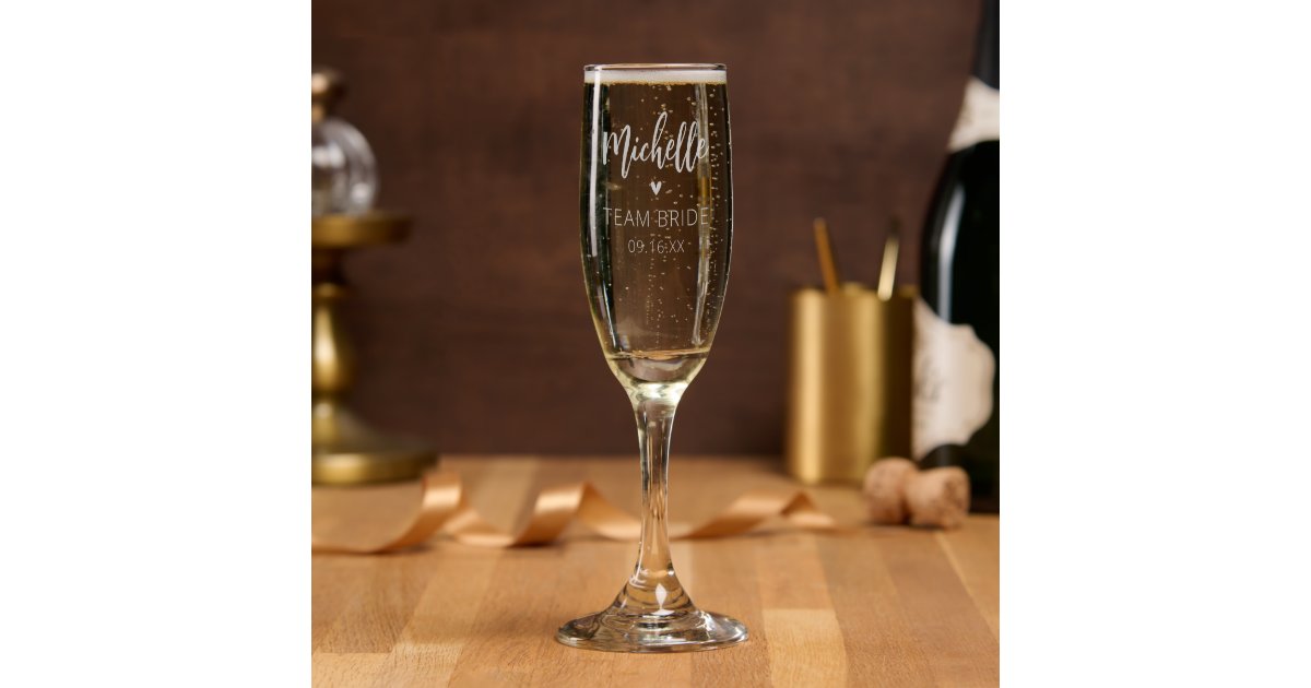 Elegant Team Bride Personalized Etched Champagne Flute | Zazzle