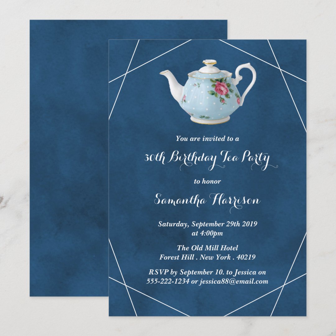 Elegant Teapot Birthday Tea Party Invitation | Zazzle