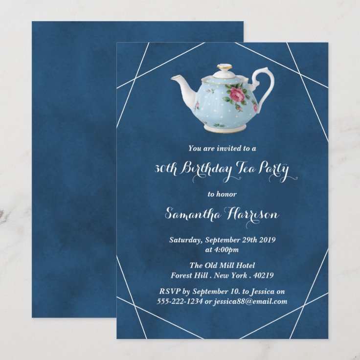 Elegant Teapot Birthday Tea Party Invitation | Zazzle