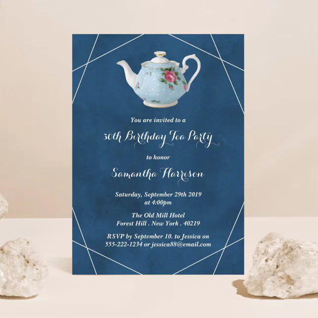 Elegant Teapot Birthday Tea Party Invitation | Zazzle