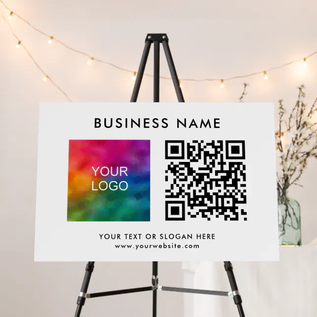 Elegant Template Business Logo QR Code Best White Foam Board | Zazzle
