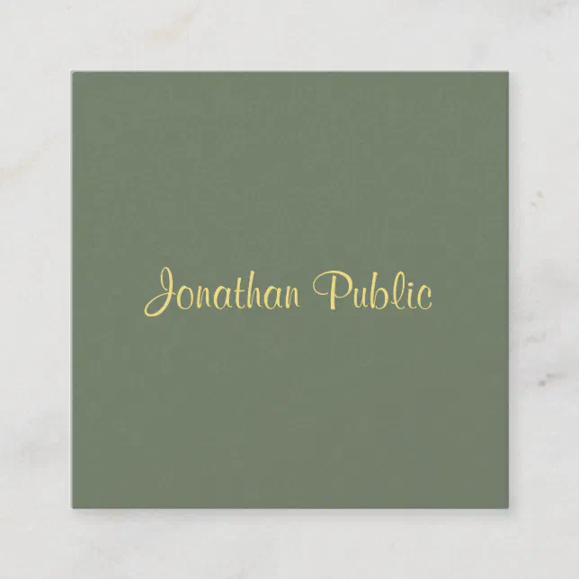 Elegant Template Calligraphed Script Name Modern Square Business Card ...