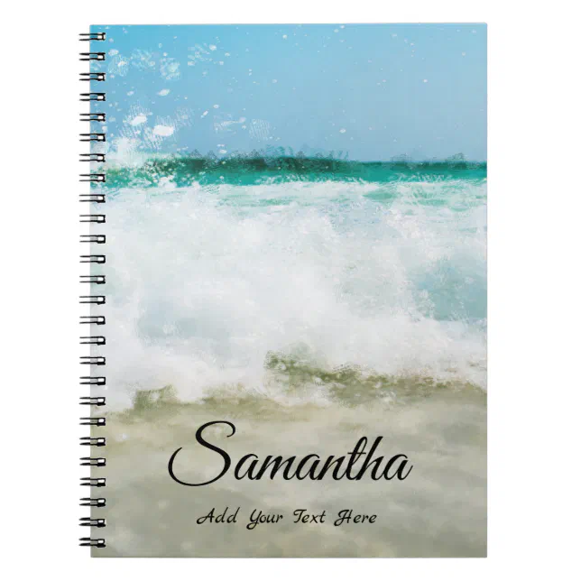 Elegant Template Seaside Waves Oil Painting Notebook | Zazzle