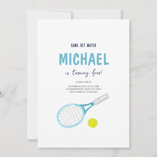 Elegant Tennis Birthday Invitation | Zazzle