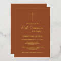 Elegant Terracotta and Gold First Holy Communion Foil Invitation | Zazzle