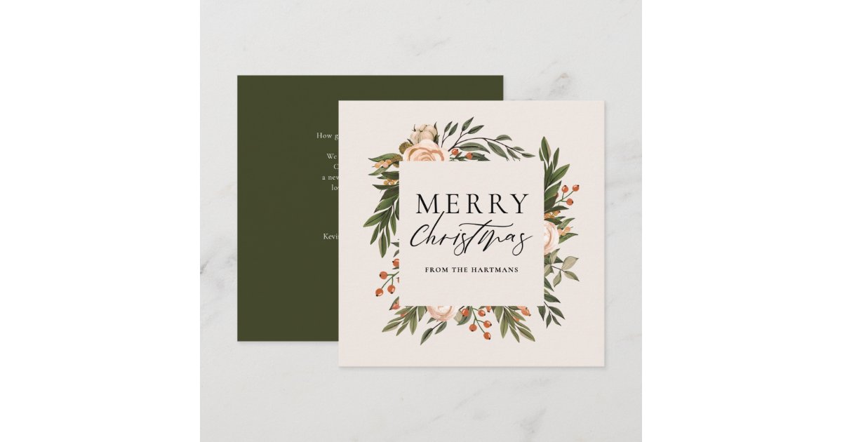Elegant Terracotta Floral Boho Christmas Holiday Card | Zazzle