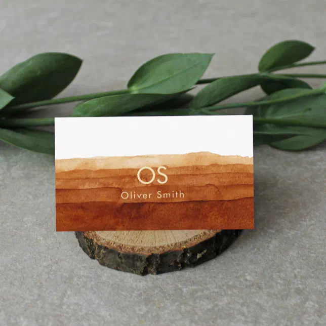 Elegant Terracotta Watercolor Abstract Desert Business Card | Zazzle