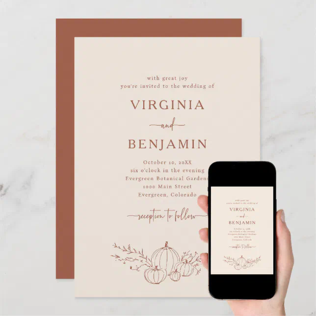 Elegant Terracotta Wedding Invitation | Zazzle