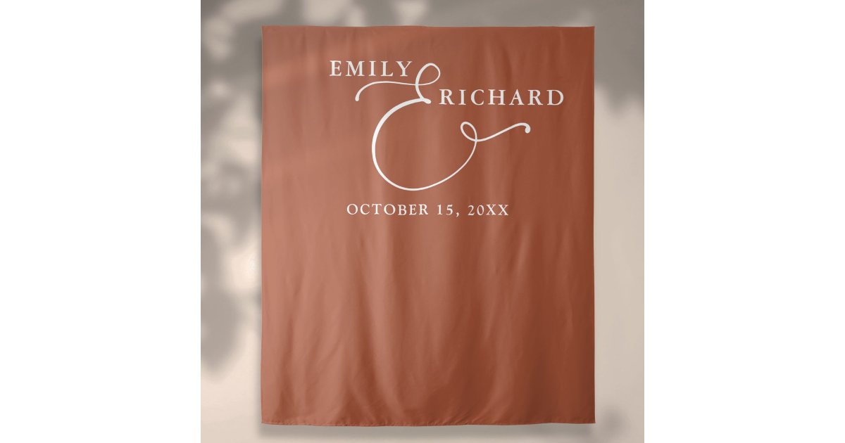 Elegant Terracotta Wedding Photo Backdrop | Zazzle