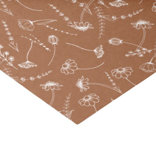 Elegant Terracotta Wildflower Sketch Simple Floral Tissue Paper | Zazzle