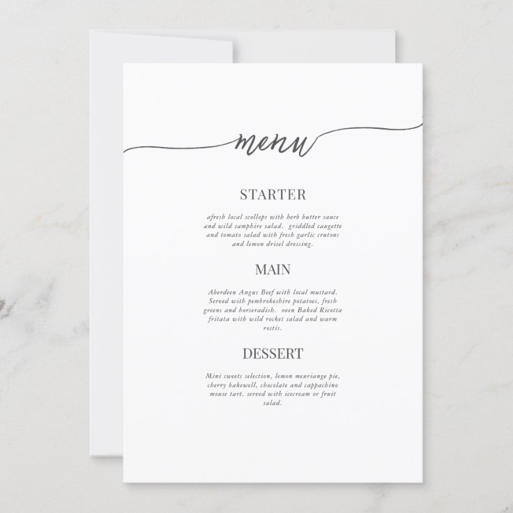 Elegant text template menu | Zazzle