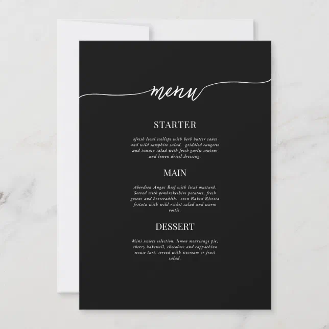 Elegant text template menu | Zazzle