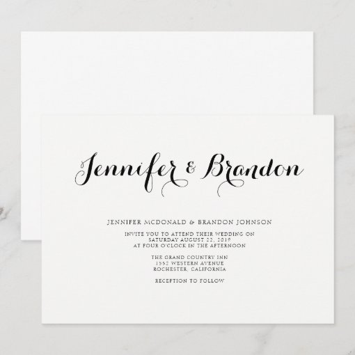 Elegant text wedding invitation | Zazzle