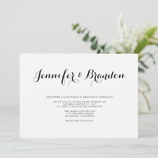 Elegant text wedding invitation | Zazzle
