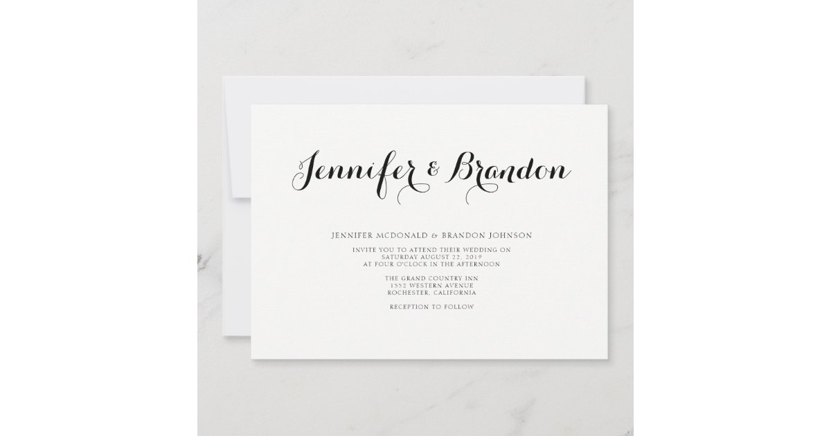 Elegant text wedding invitation | Zazzle
