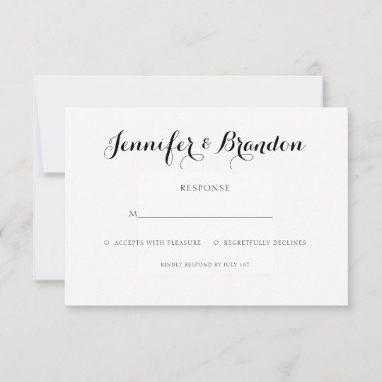 Elegant text wedding invitation response card | Zazzle.com