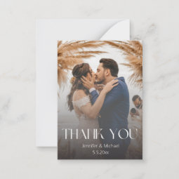 elegant thank you 2 photos minimal faded wedding note card | Zazzle