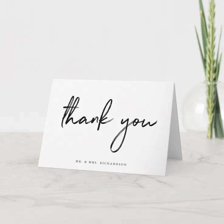Elegant Thank You | Black and White Script | Zazzle