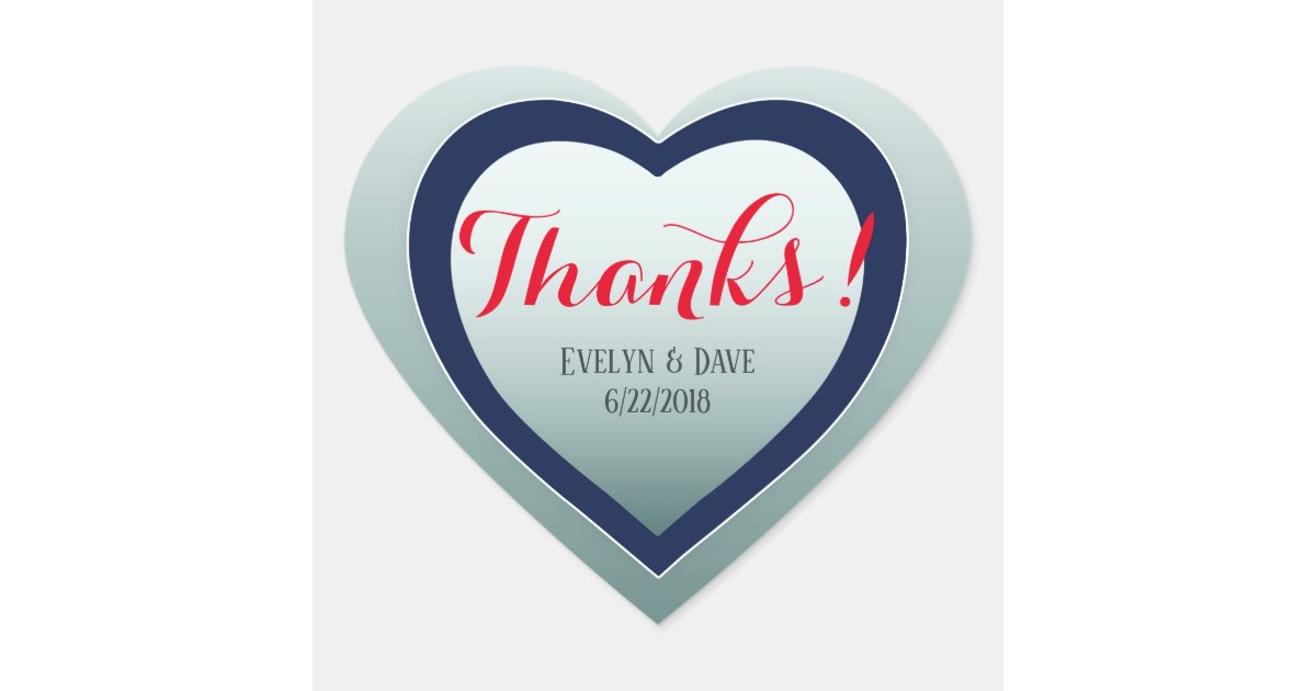 Elegant thank you couples Custom texts CC0983 Heart Sticker | Zazzle