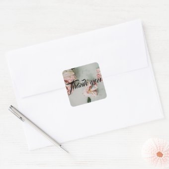 Elegant thank you Square Stickers | Zazzle