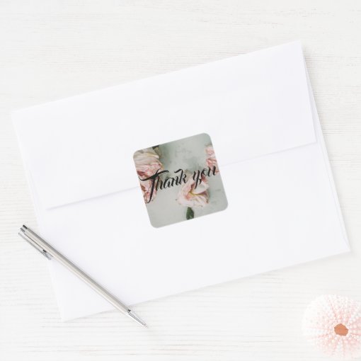 Elegant thank you Square Stickers | Zazzle