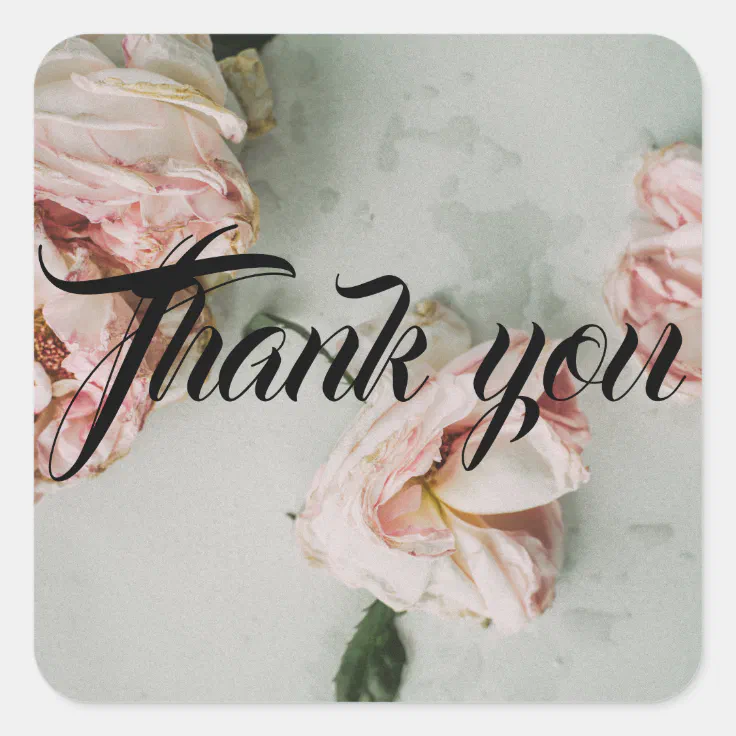 Elegant thank you Square Stickers | Zazzle