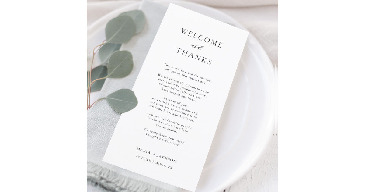 Elegant Thank You Welcome and Thanks Place Cards | Zazzle