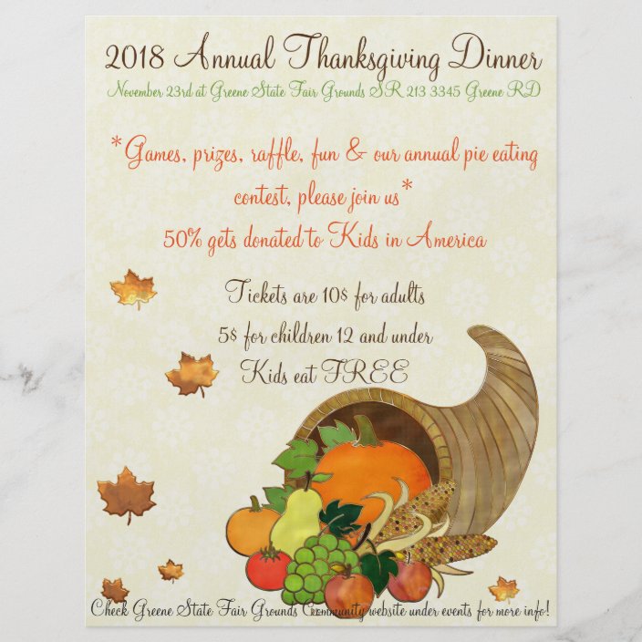 Elegant Thanksgiving COMMUNITY EVENT DINNER RAFFLE Flyer | Zazzle.com