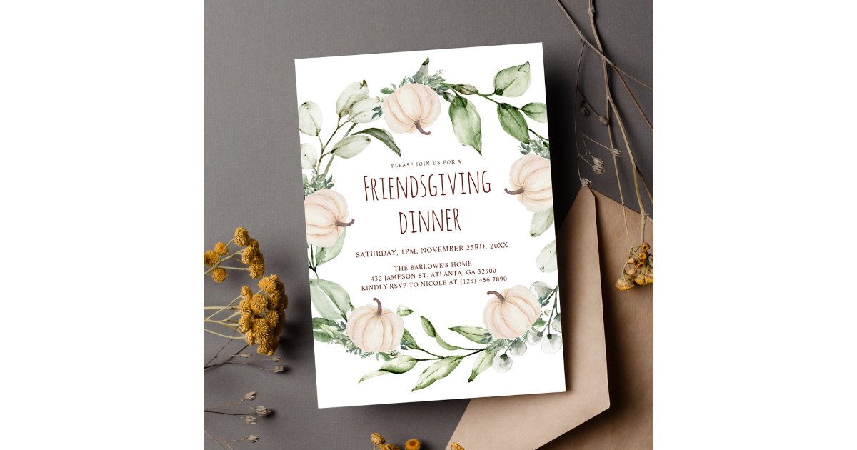 Elegant Thanksgiving Dinner Friendsgiving Feast Invitation | Zazzle