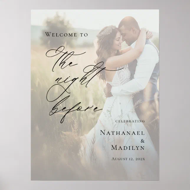 Elegant The Night Before photo Rehearsal welcome Poster | Zazzle