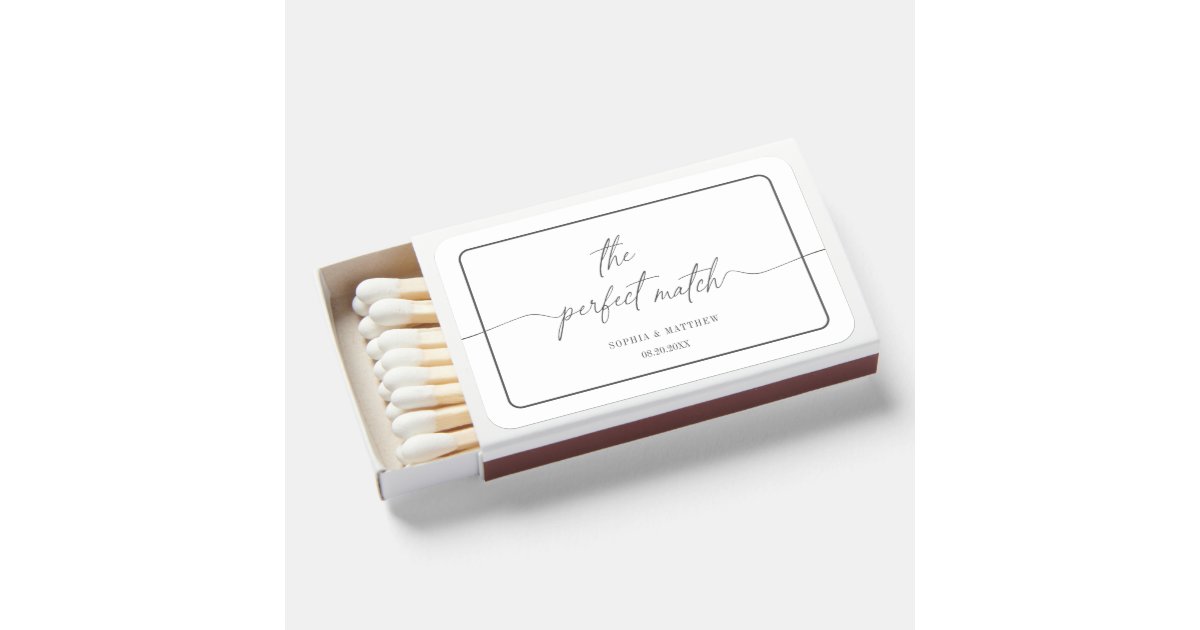 Elegant The Perfect Match Wedding Favor Matchbox | Zazzle