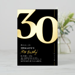 Elegant Thirty 30th Birthday Party Foil Invitation | Zazzle