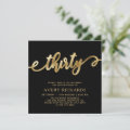 Elegant Thirty Gold Script Black 30th Birthday Invitation | Zazzle