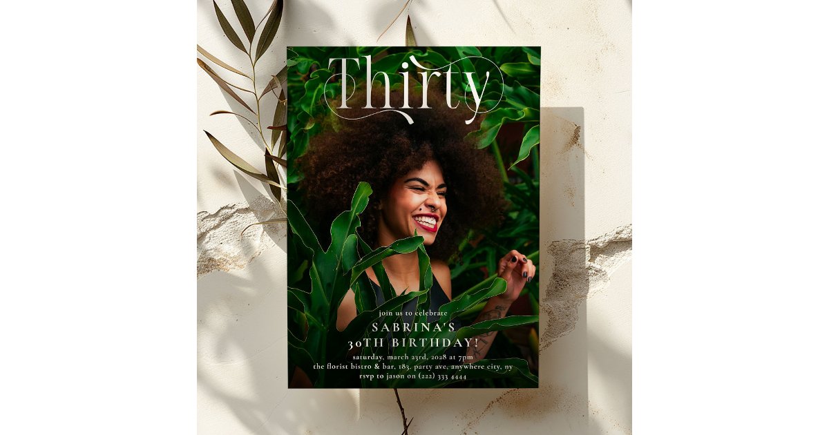 Elegant THIRTY Photo 30th Birthday Party Invitation | Zazzle