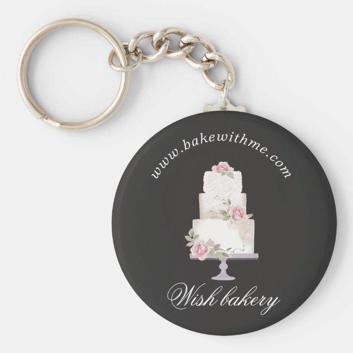elegant three tier cake bakery monogram keychain | Zazzle.com