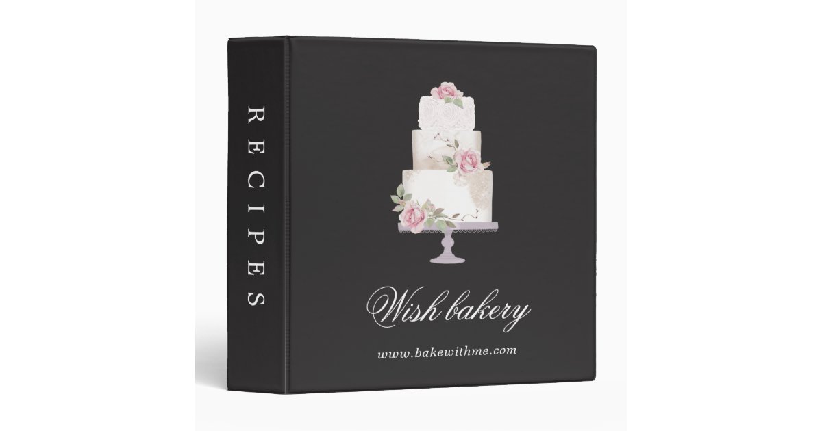 elegant three tier cake bakery recipe binder | Zazzle