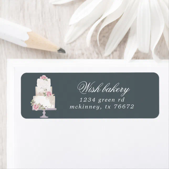 Elegant Three Tier Cake Bakery Return Address Label | Zazzle