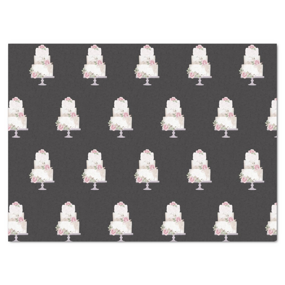 elegant three tier cake bakery tissue paper | Zazzle