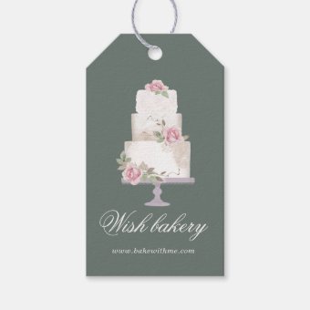 Elegant Three Tier Cake Monogram Bakery Gift Tags | Zazzle