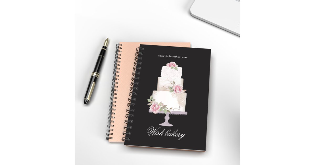 Elegant Three Tier Cake Monogram Bakery Notebook | Zazzle