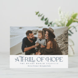 Elegant Thrill of Hope | Navy Photo Christmas Holiday Card | Zazzle