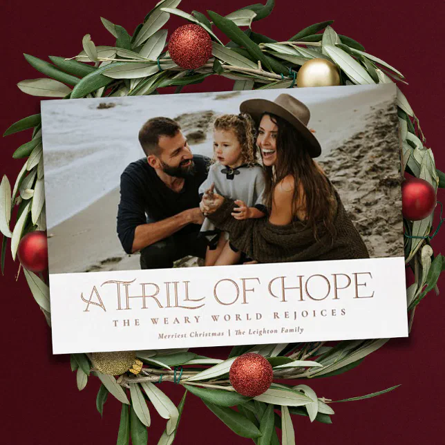 Elegant Thrill of Hope Photo Christmas Foil Holiday Card | Zazzle